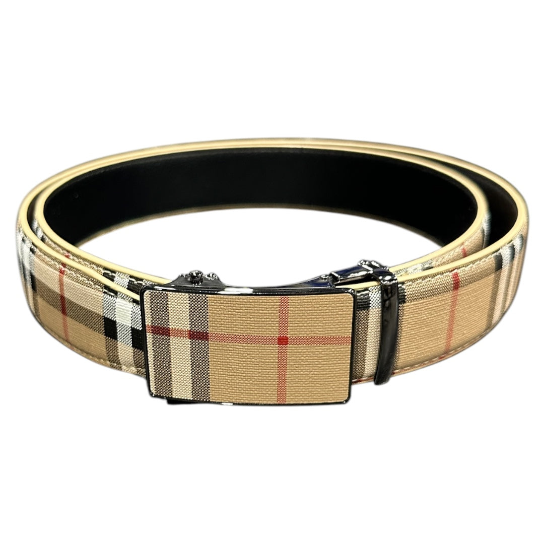 Khaki Plaid Luxury Design Men's Leather Belt CHB-189 – DESIGN MENSWEAR