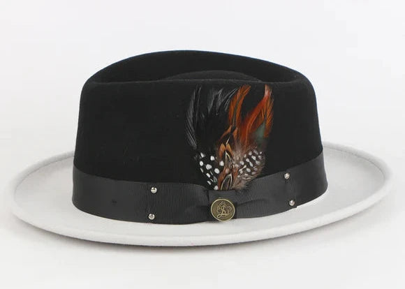 Black and White Men's Fedora Felt Wool Hat Style No-THE BROADWAY ...