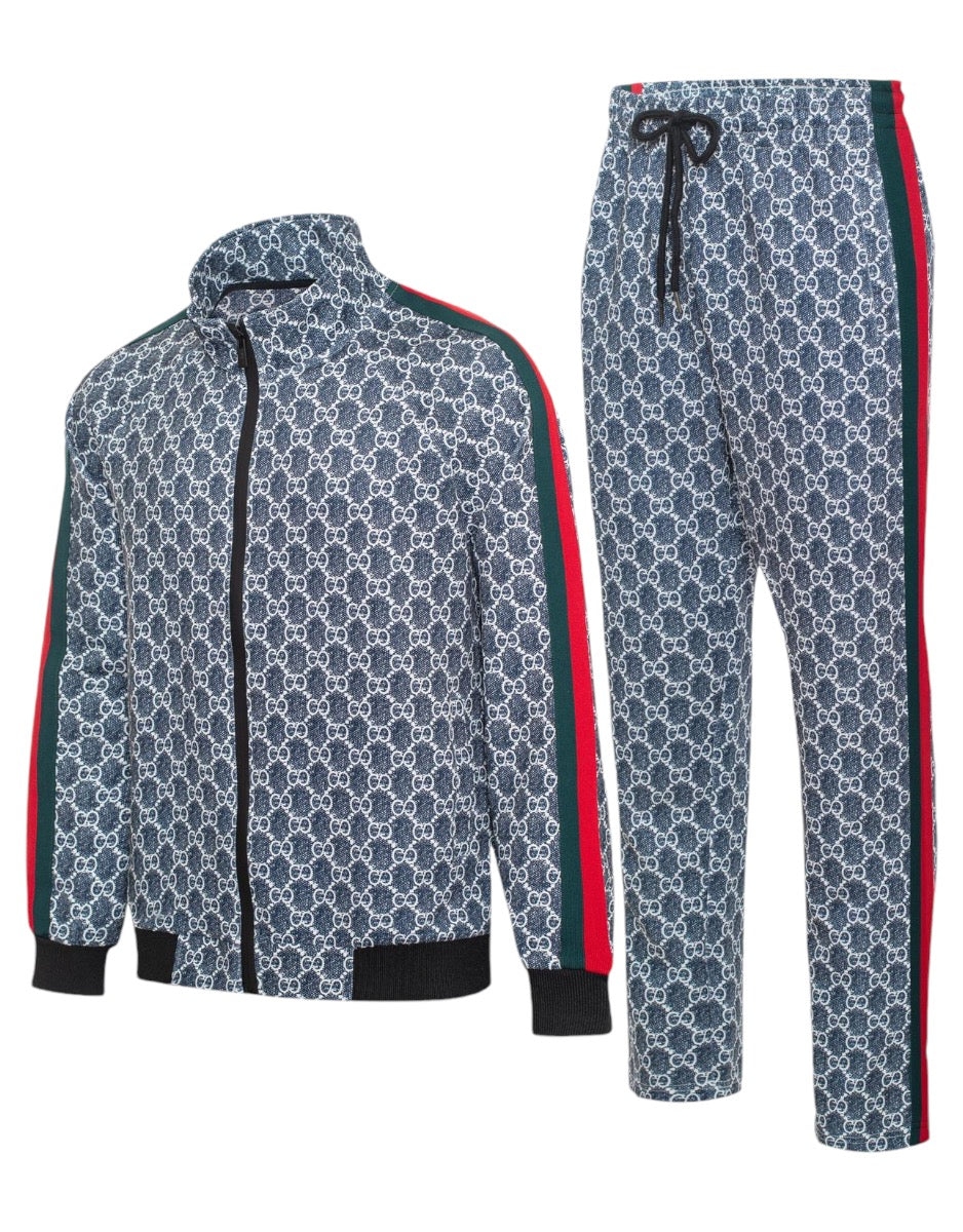 Blue Jeans Men's Tracksuit Jogging 2-Pieces Set Printed Material Red a ...