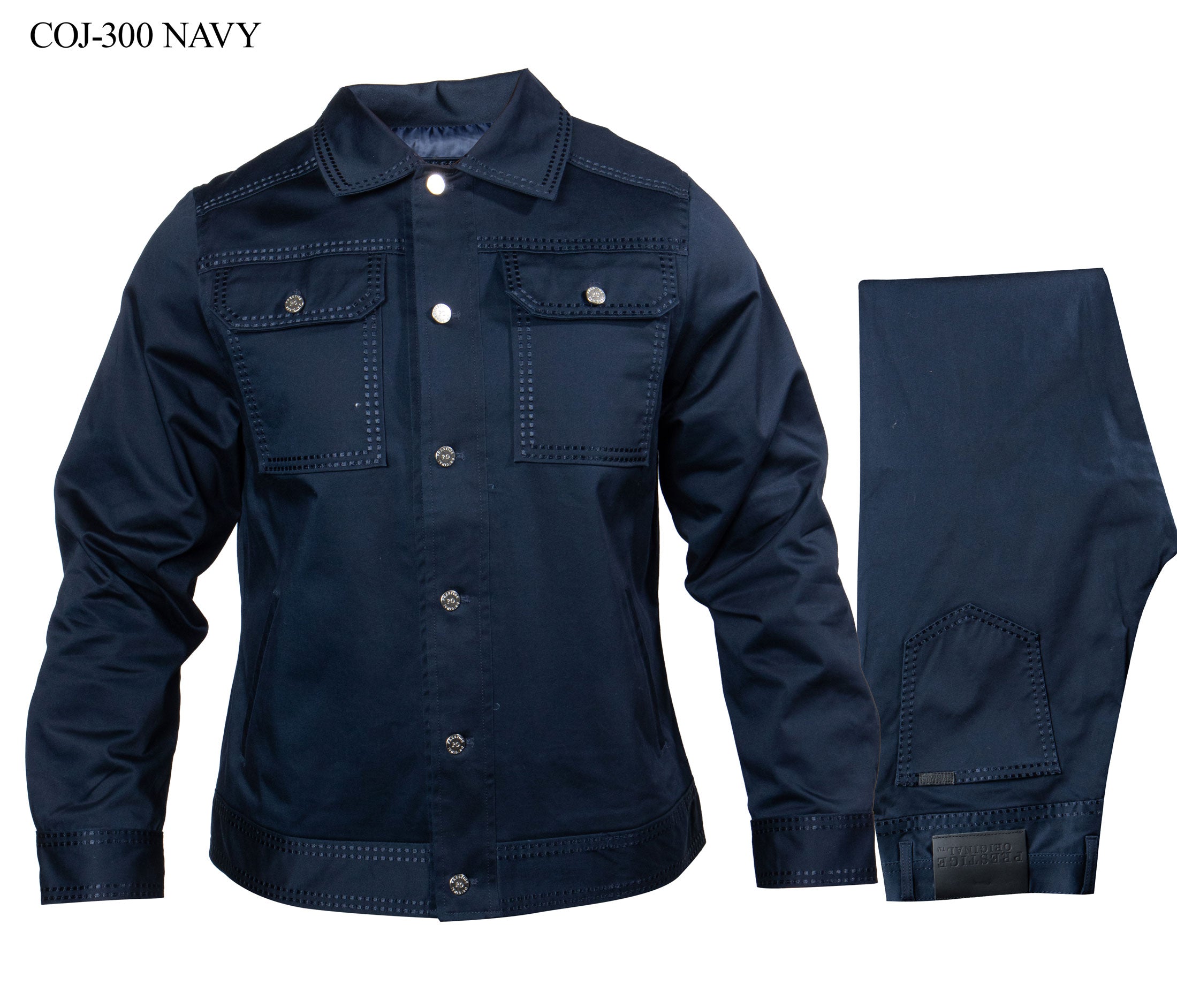 Prestige Navy Blue Men Premium Denim Outfit Set Pants and Jacket Style ...