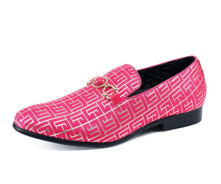 Fuchsia-Gold Men's Luxury Design Dress Loafers Shoes Style-Kazimar ...