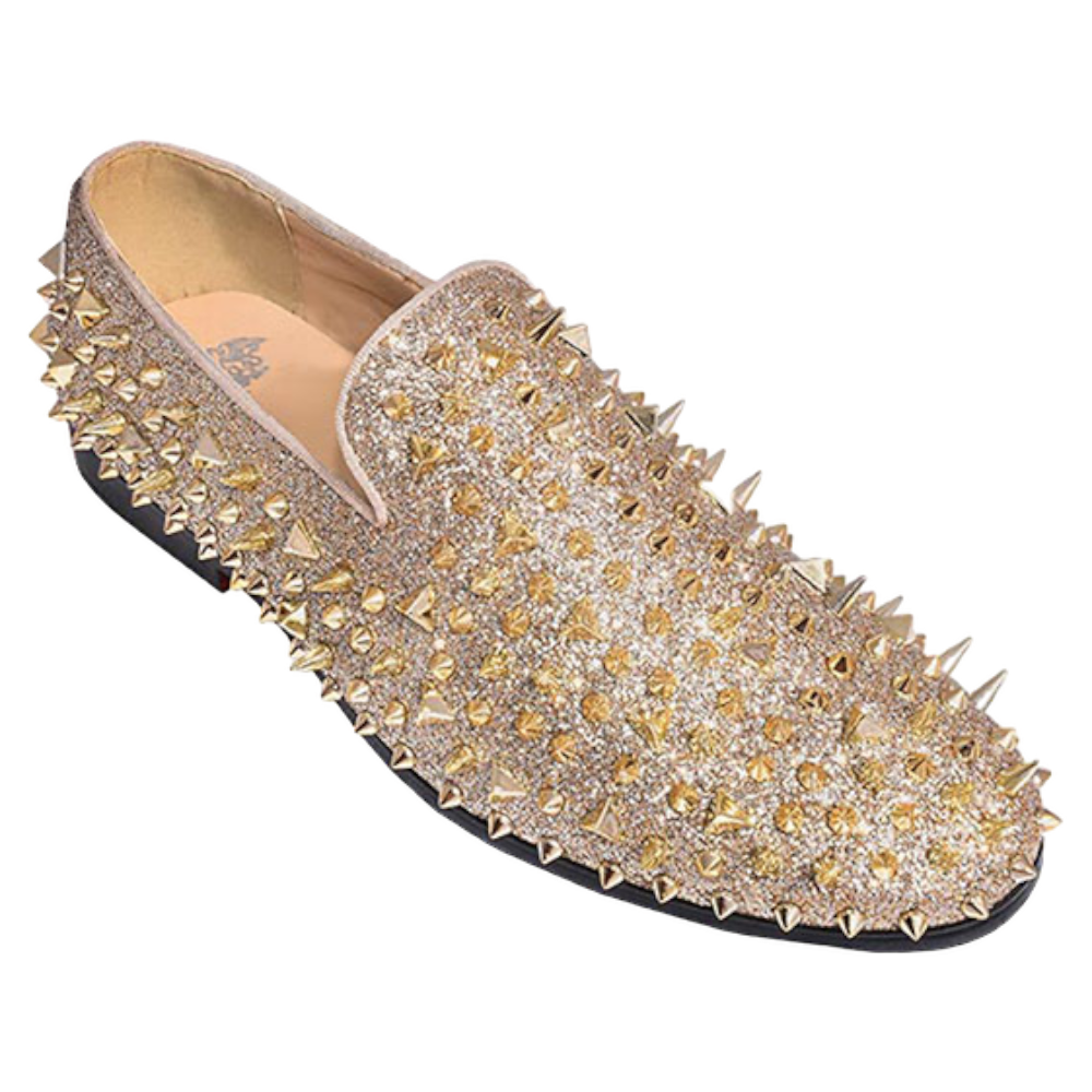 Men's Gold Spikes Slip-On Shoes Smokers Tuxedo Loafers – DESIGN MENSWEAR