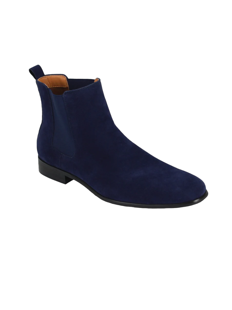 Men's navy blue suede slip on Boot side zipper and elastic – Design ...