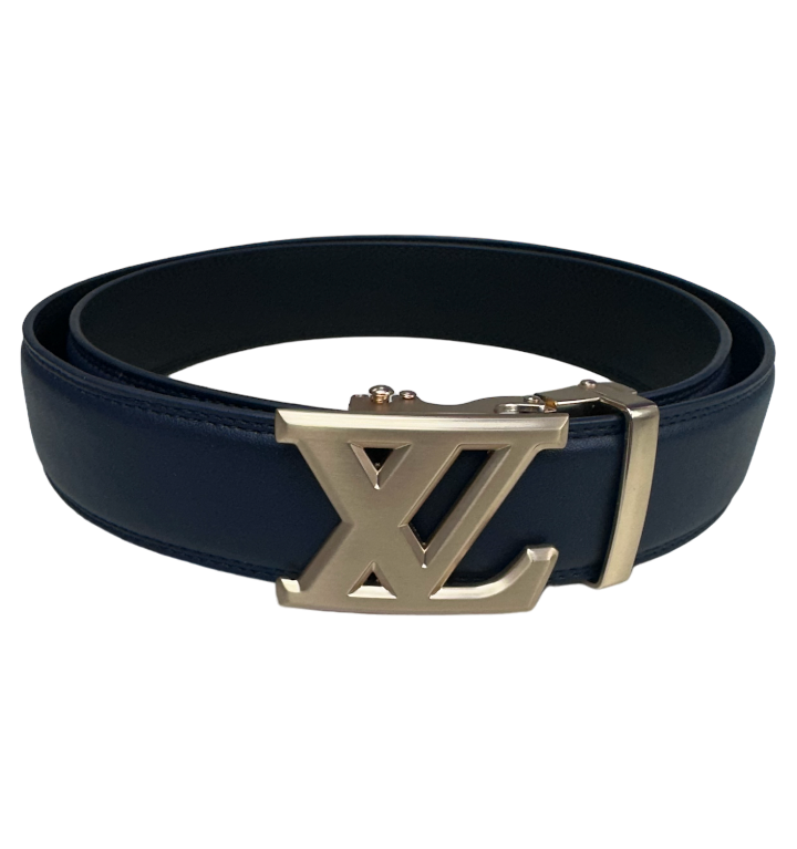 Blue Men's Belt Leathers Gold Buckle Fashion Design – DESIGN MENSWEAR