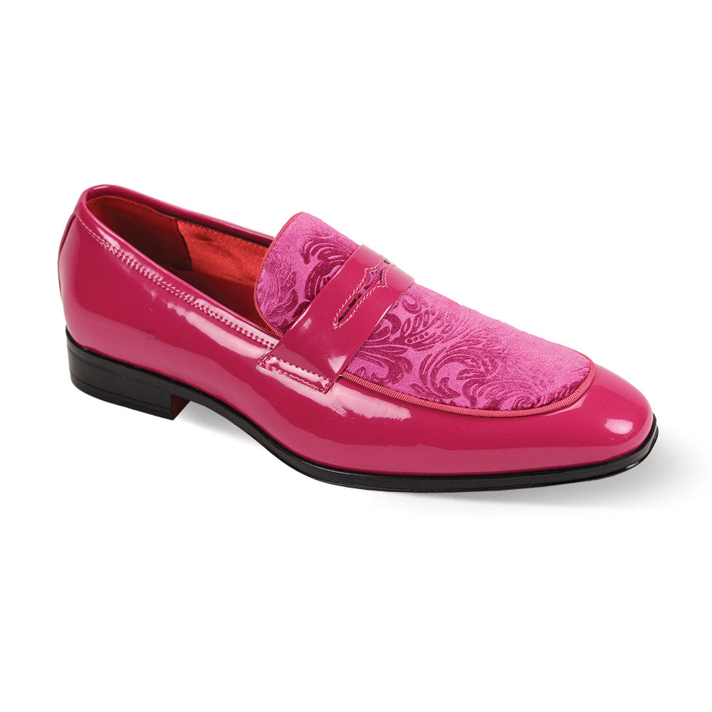 Men's Fuchsia Patent Leather Velvet Material Paisley Fashion Loafer Sh ...