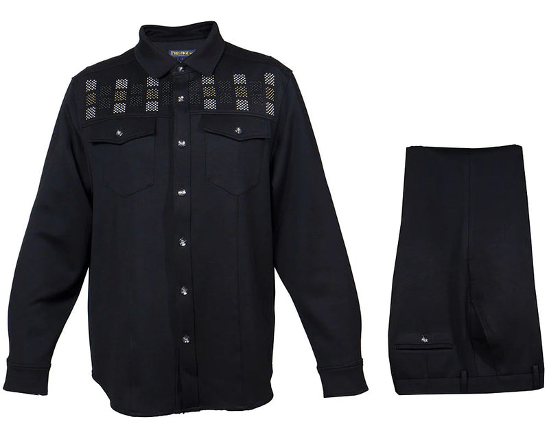 Prestige Black Stone Luxury Design Men's Shirt and Pants Set CSL-580 ...