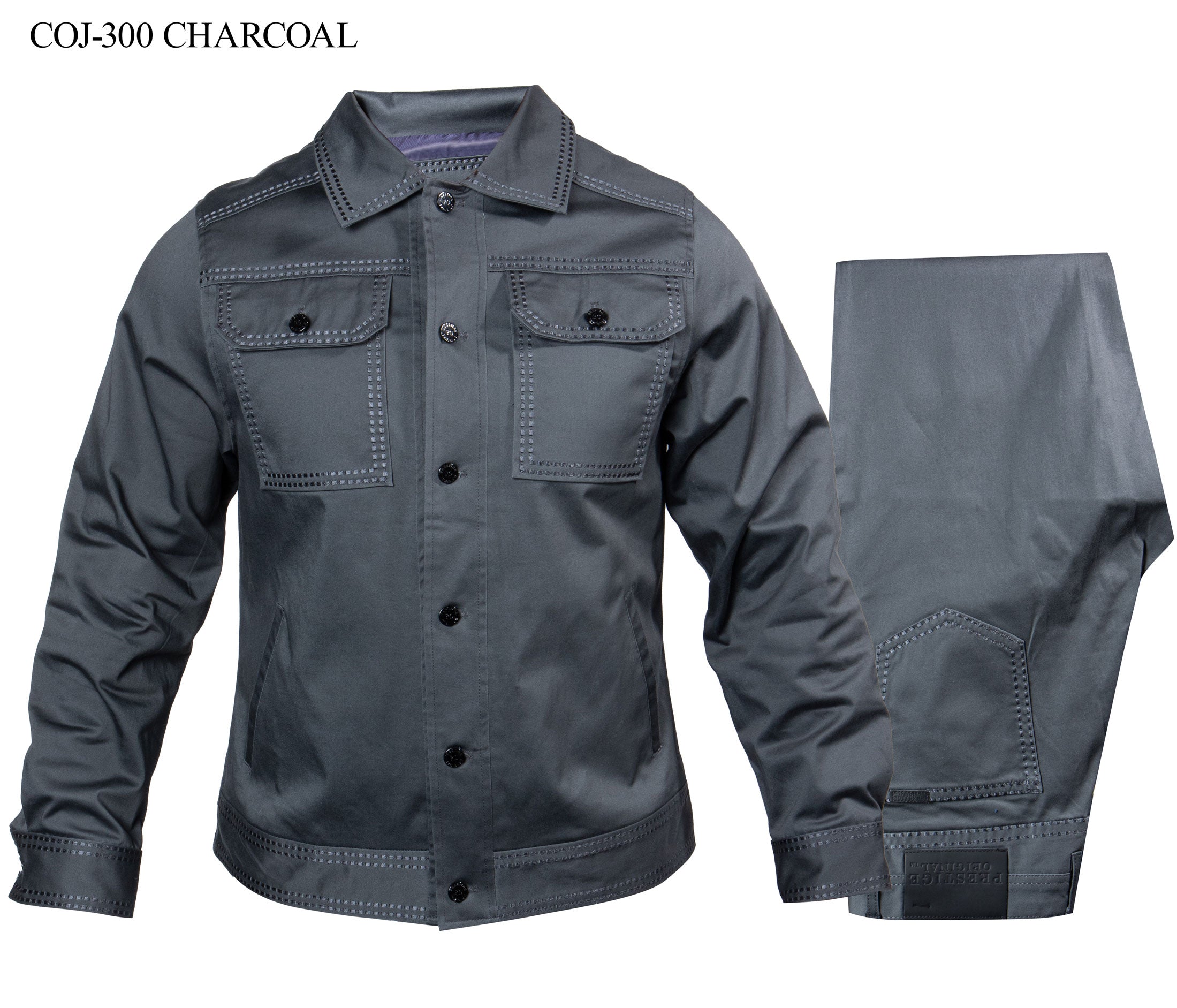 Prestige Charcoal Men Premium Denim Outfit Set Pants and Jacket Style ...