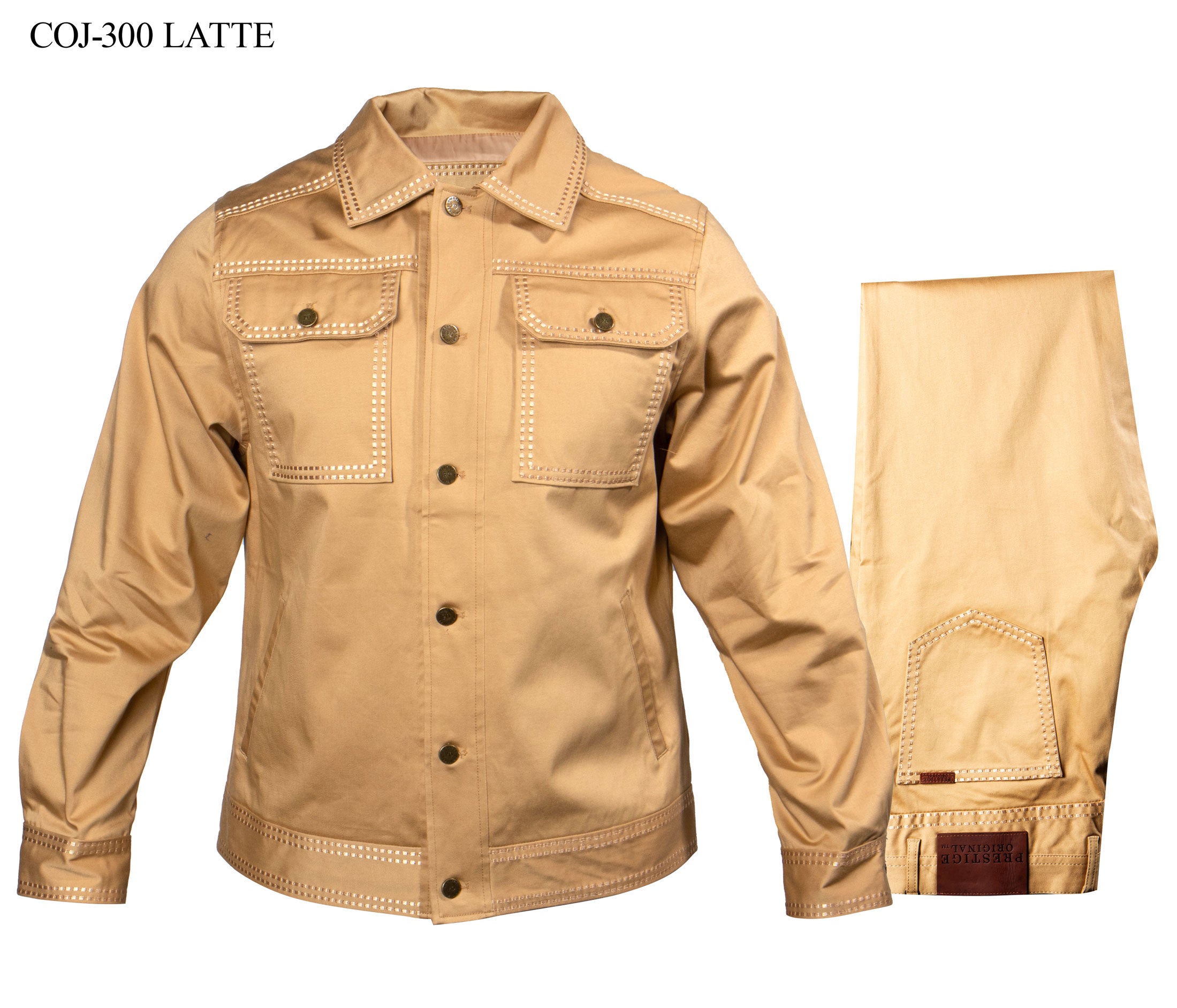 Prestige Latte Men Premium Denim Outfit Set Pants and Jacket Style No ...