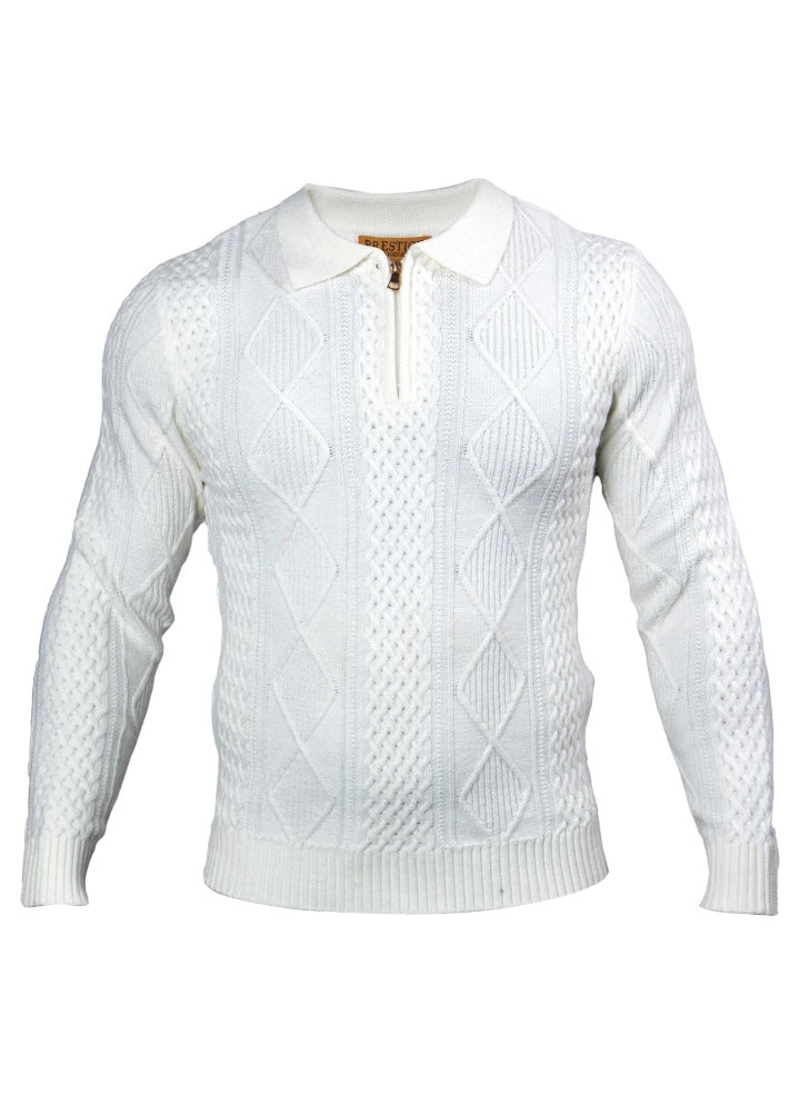 Prestige Men's White Polo Sweater with Zipper Style No: SW-270 – DESIGN ...