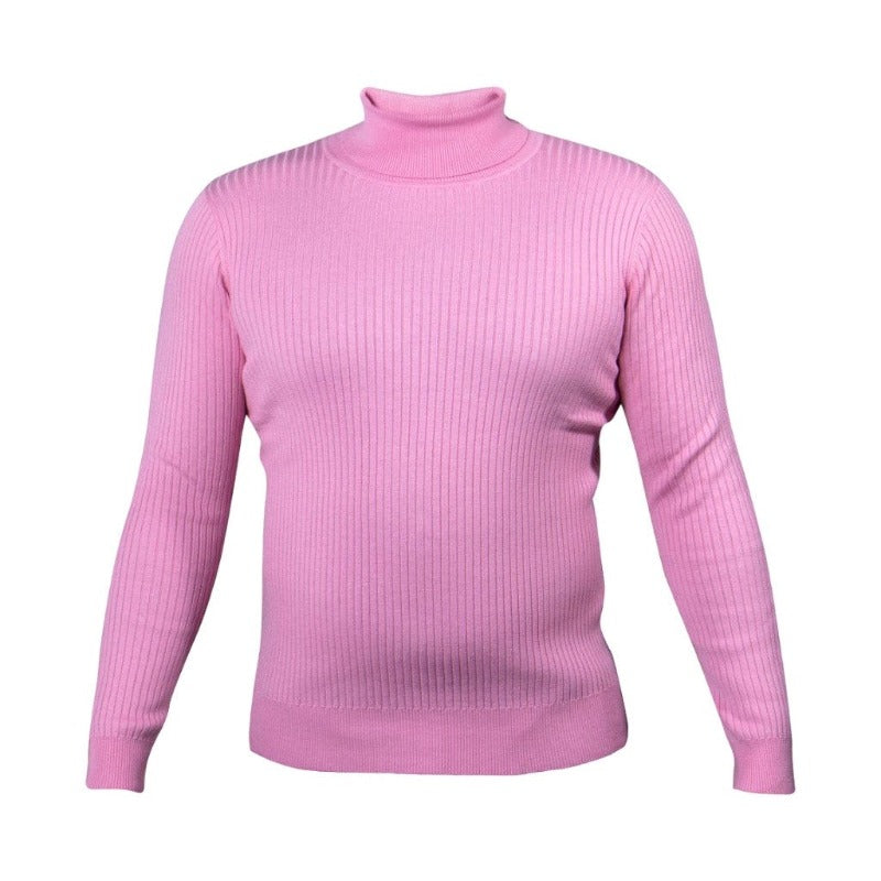 Prestige Pink Men's Turtleneck Sweaters Regular-Fit Pullover Sweater ...
