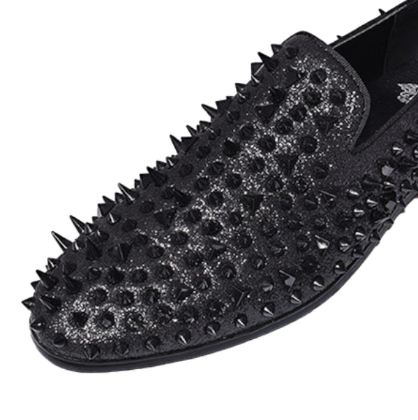 Royal men's black spikes shoes slip-on smokers tuxedo loafers – Design ...