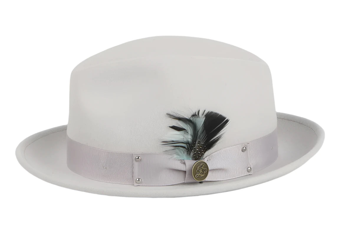 White Steven Land Men's Wool Fedora Felt Winter Hat-The Ayden Style No ...