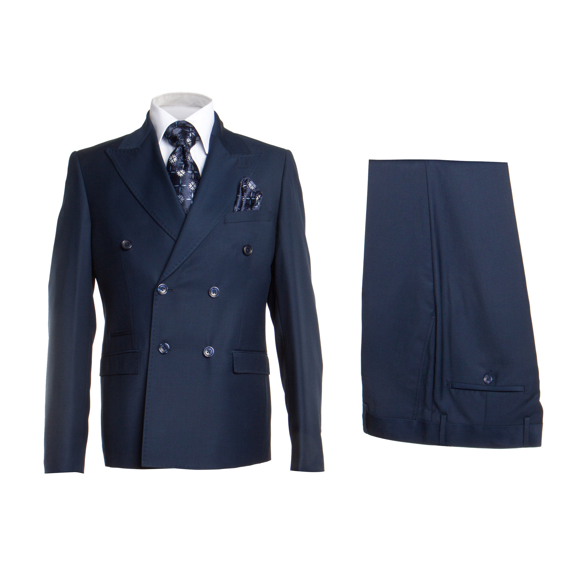 Navy Blue Men's Double Breasted Suit Slim Fit – DESIGN MENSWEAR