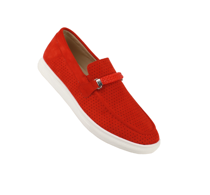 Men's Red Casual Slip-On Shoes Suede Material Loafer By Globe Footwear ...